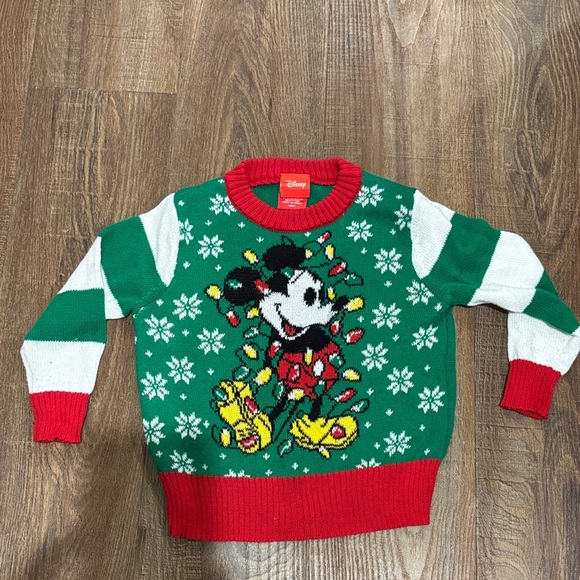 Disney | Shirts & Tops | Disney Green And Red Mickey Mouse Sweater ...